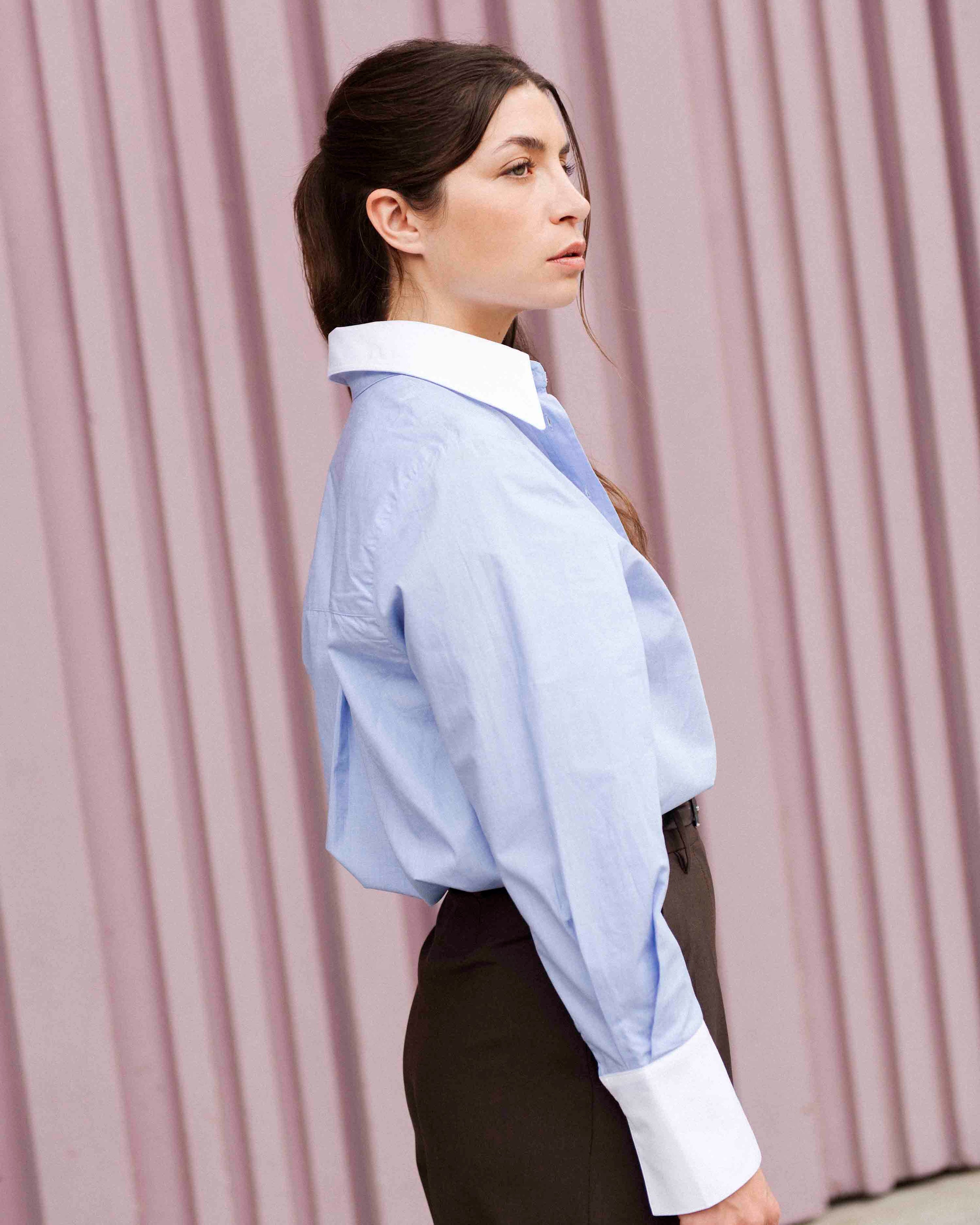 Chemise oversize bleu rayée
